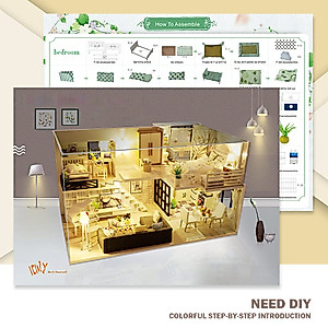 CUTEBEE Dollhouse Miniature with Furniture, DIY Dollhouse Kit Plus Dust Proof and Music Movement, 1:24 Scale Creative Room for Valentine's Day Gift Idea M21