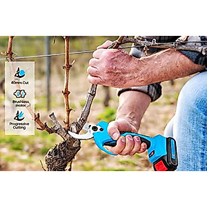 Electric Pruning Shears 1.5', Cordless Pruner with 2 * 2Ah Lithium Battery, Battery Powered Pruning Shears w/ 1050W Brushless Motor, for Garden/Yard/Orchard