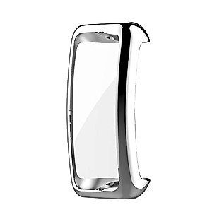 WUWOCJ 2-Pack All-Around Case Compatible with Fitbit Inspire 2,Ultra-Thin Soft TPU Bumper Full Cover Protective Case (Silver/Clear)