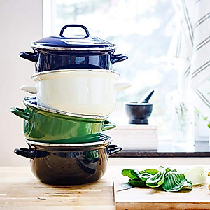 BK Indigo Aluminum Heavy-Gauge Carbon Steel, Induction, 5.5QT Nonstick Glaze Dutch Oven, Dishwasher Safe, Black