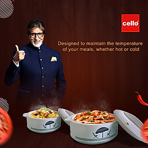 Cello Chef Super 3 pcs Insulated Hot Pot Casserole Gift Set 1500ml, 850ml, 2500ml (White)