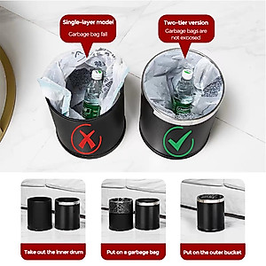 LEASYLIFE,Open Top Hotel Trash Can, Office Metal Black Waste Basket,Round Garbage Can for Hotel,Restaurant,Office