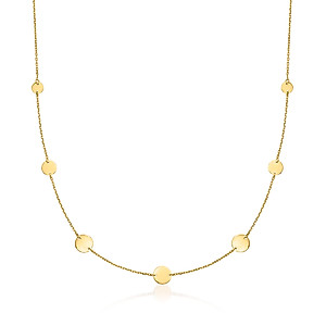 RS Pure by Ross-Simons Italian 14kt Yellow Gold Multi-Size Disc Station Necklace. 16 inches