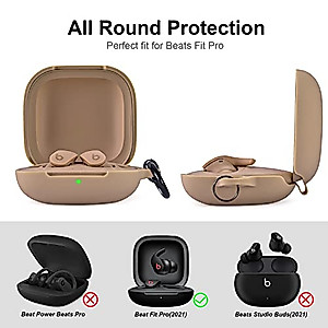 Beats Fit Pro Case Cover, AIRSPO Soft Silicone Case for Beats Fit Pro 2021 Shockproof Beats Fit Pro Earbuds Case Cover with Keychain （Dune）