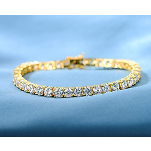 Gemsme 18K Yellow Gold Plated 4.0mm Cubic Zirconia Classic Tennis Bracelet 7.5 Inch