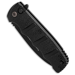 Böker Kalashnikov Button Lock Manual Flipper Pocket Knife, D2 Steel Blade and Black Aluminum Handle, EDC Knife (Black)