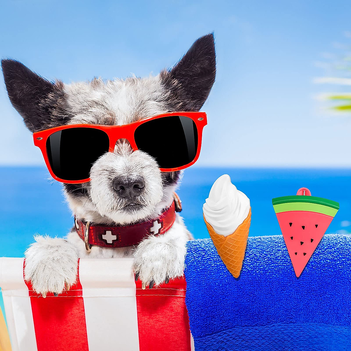 CHENGU 10 Pcs Beach Towel Clips Towel Clips Chair Holders for Beach Chairs Jumbo Size Plastic Clothes Pins Flamingo Parrot Pineapple Watermelon Seashell Ice Cream Beer Mug(Novelty Style)