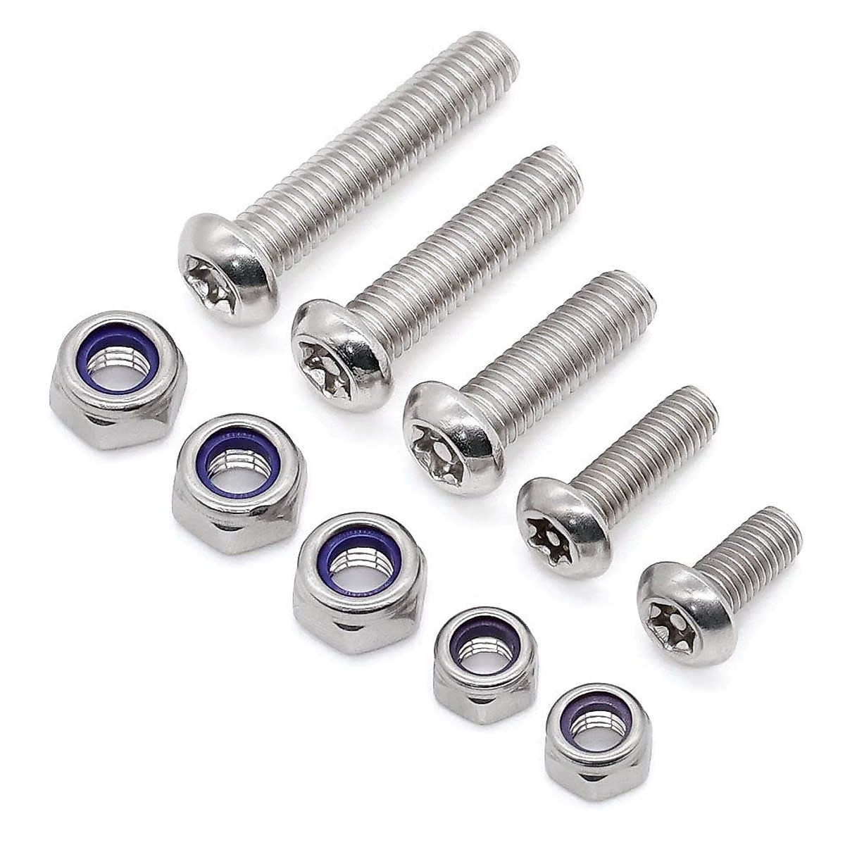 Glvaner (20 Sets) M6 x 20mm Button Torx Head Tamper Proof Security Torx Head Machine Screws with M6 Locknuts and a Torx Drive Bit Stainless Steel 304 (18-8) Full Thread