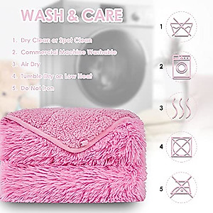 CYMULA Sherpa Weighted Blanket for Adults 15 lbs, Faux Fur Weighted Blanket, Shaggy Furry Weighted Blanket, Plush Weighted Throw Blanket for Twin Size Bed, Warm Winter Gift, 48x72 inches, Pink