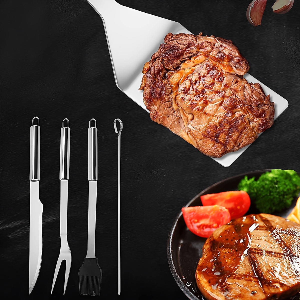 Grill Accessories Set BBQ Gifts - 18PCS Flat Top Barbecue Tools Kit for Camp Chef - Grilling Accessories for Outdoor Grill for Men - Stainless Steel Utensils Set with Spatula Fork Tongs