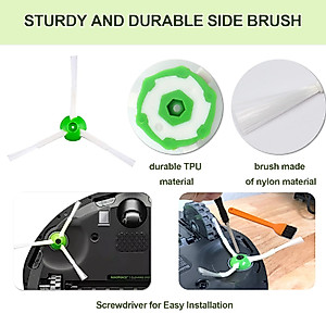 ZOCONE Replacement Parts accessories Compatible for iRobot Roomba E I & J Series E5 E6 E7 i7 i7+ i6 i6+ i4 i4+ i3 i3+ i2 i1 i1+, 1 Set Multi-Surface Rubber Brush, 5 Side Brushes and 5 HEPA Filters