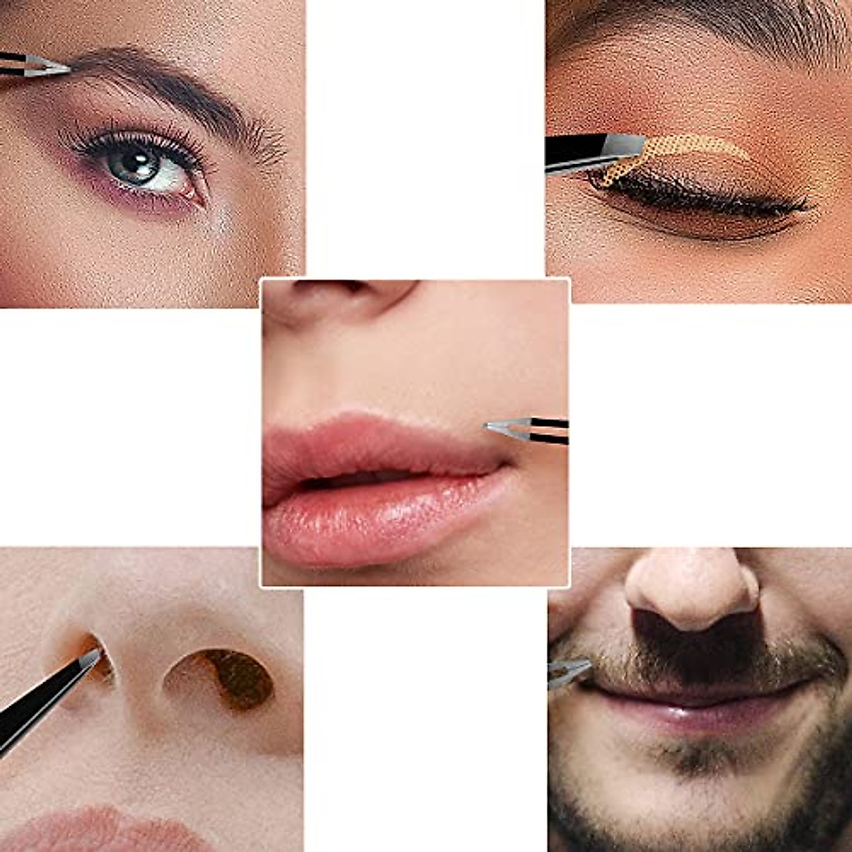 Precision Slant Tweezers for Eyebrows, Facial Hair & Ingrown Hair Removal