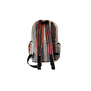 Zillion Craft Large Natural Hemp Back Pack for Men Women. Multi Color Hemp Fiber Multi Pocket Hand Made Bag. Unisex Design
