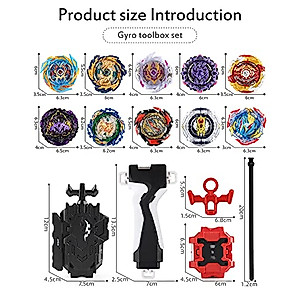 Battling Top Set, Burst Gyro Toys 10 Spinning Tops 2 Launchers Combat Battling Game with Portable Storage Box Gift for Kids Children Boys