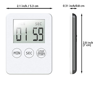Attom Tech Ultra Slim Kitchen Timer, Thin Small Digital Mini Cooking Timer with Alarm and Magnet Back for Cooking Baking Sports Nap Games Office(White) (2)