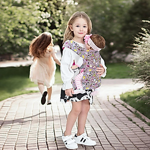 Baby Doll Carrier Front and Back Baby Doll Accessories Backpack Kid Toddlers Play Toy Baby Carriers for Babydoll Pretend with Adjustable Straps for Little Girls (Orange Swan)