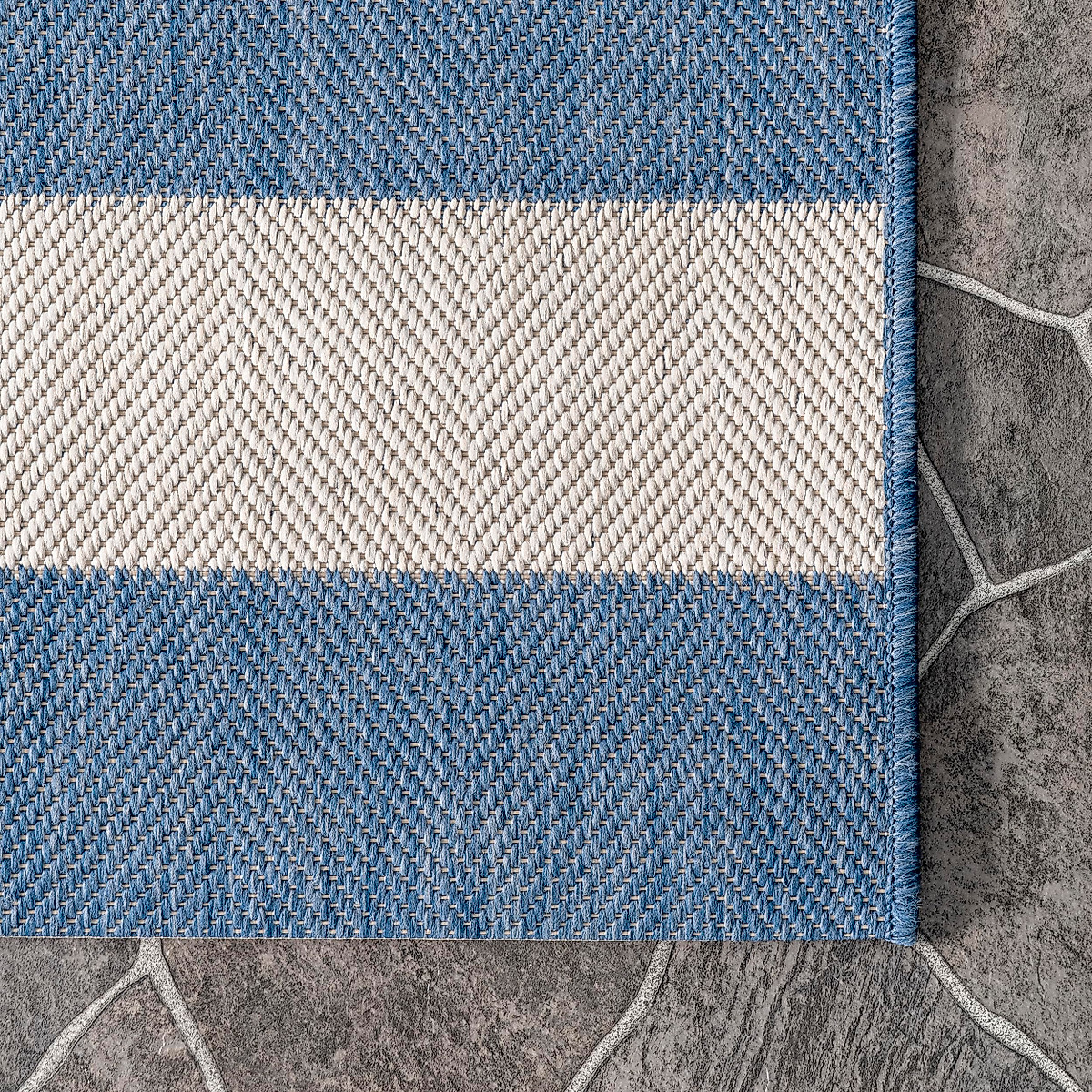 nuLOOM Alexis Striped Indoor/Outdoor Runner Rug, 2' x 8', Blue