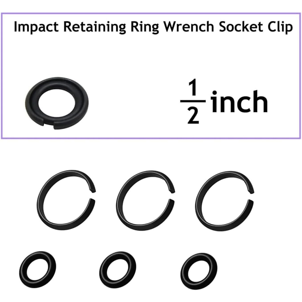 QMTCYXGS ( 12+12 Sets 1/2” & 3/8" Impact Retaining Ring Clip Friction Ring Hog Ring with O-Ring for Milwaukee Electric Pneumatic Type Impact Wrench, Includes Install Tool
