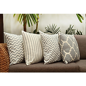 Modern Pattern Spring and Summer Sofa Pillow Covers, Set of 4 Pillow Covers 18x18 -Decorative Geometric Throw Pillow Cushion Case For Sofa, Couch, Bed, Home, Outdoor, Car - Grey, Square