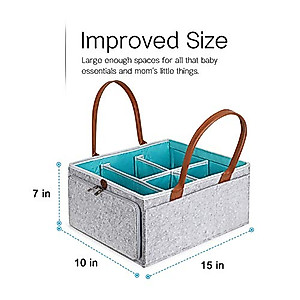 REHOC Diaper Organizer Baby Nursery Storage Basket with Zipper Lid and Leather Handle Baby Changing Bag