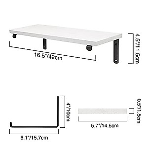 Godimerhea White Floating Shelves for Wall, Modern Wall Mounted Set of 2,Neutral Wooden Storage Decorative Hanging Shelf with Black Metal Brackets for Bathroom Living Room,Kitchen