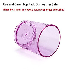 KX-WARE 14-ounce Acrylic Glasses Plastic Tumbler, set of 6 Multicolor - Hammered Style, Dishwasher Safe, BPA Free