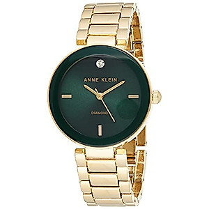 Anne Klein Women's AK/1362GNGB Diamond-Accented Gold-Tone Bracelet Watch