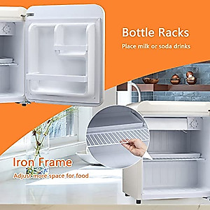 Antarctic Star Compact Refrigerator Mini Fridge for Beverage, Ice Cream, Vegetable, Fruit, 1.7 Cu. Ft. , Freezer with Drip Tray, Bottle Racks and Defrost Button, Great for Bedroom, Office, Dorm, KS-48RHL,White