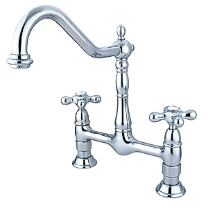 Kingston Brass Elements of Design ES1171AX New Orleans 2-Handle 8' Center Bridge Kitchen Faucet, 8- 1/2', Polished Chrome