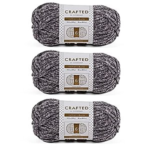 Crafted By Catherine Velvet Chain Yarn - 3 Pack, Grey, Gauge 6 Super Bulky