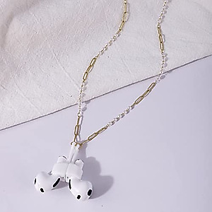 EGEN Female Magnetic Anti-Lost Strap Holder Necklace White Pearl Copper Chain for Airpods Pro 3 2 1,72cm Bag