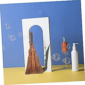 Healeved Brown Silk Broom Decorative Brooms Household Palm Broom Hand Whisk Mini Whisk Broom Escoba Chinese Decor Household Duster Wizard Broom Home Cleaning Broom Brush Asian Brown Hair