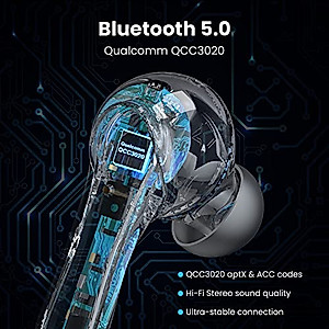 pamu T6C True Wireless Earbuds Bluetooth Headphones with Charging Case, Wireless Noise Cancelling Earbuds, Built-in Microphone, IPX6 Rating, Sweat Resistant Earphones, Bluetooth 5.0 Earphones Black