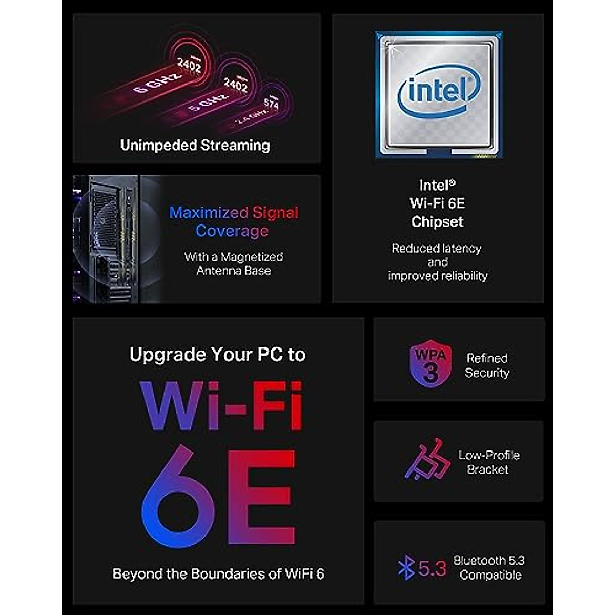 WiFi Card, Ubit Tri-Band 5400Mbps WiFi 6E 6GHz PCIe WiFi Card, BT 5.2, AX210 Wireless WLAN Adapter with MU-MIMO,OFDMA,Ultra-Low Latency, Supports Windows 10/11 (64bit)