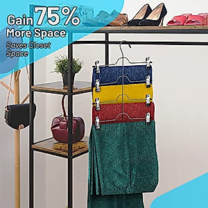 DEILSY 4-Tier Skirt Hanger 3PK Skirt Hangers with Clips Space-Saving Tiered Skirt Hangers with Adjustable Clips Cascading Clothing Hangers for Skirts, Shorts, Pants, Jean