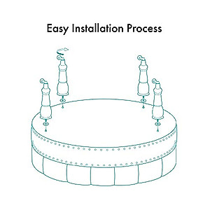 BELLEZE Modern 34 Inch Round Linen Ottoman with Caster Wheels, Contemporary Classic Footsool Bench with Button Tufted Top, Nailhead Trim, Wood Legs - Ravenna (Elephant Grey)