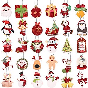 Outus 150 Pcs Christmas Paper Gift Tags with Ribbon Tie Strings Glitter Foil Christmas Name Tag Labels 30 Assorted Holiday Tags for DIY Xmas Present Wrap and Label Package Name Card