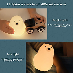 AMYESE Bear Night Light for Kids, Graduation Gifts BPA-Free ABS & Silicone Baby Nursery Bedside Lamp USB Rechargeable, Adjustable Brightness, Timer Setting, Children's Gifts for Kids
