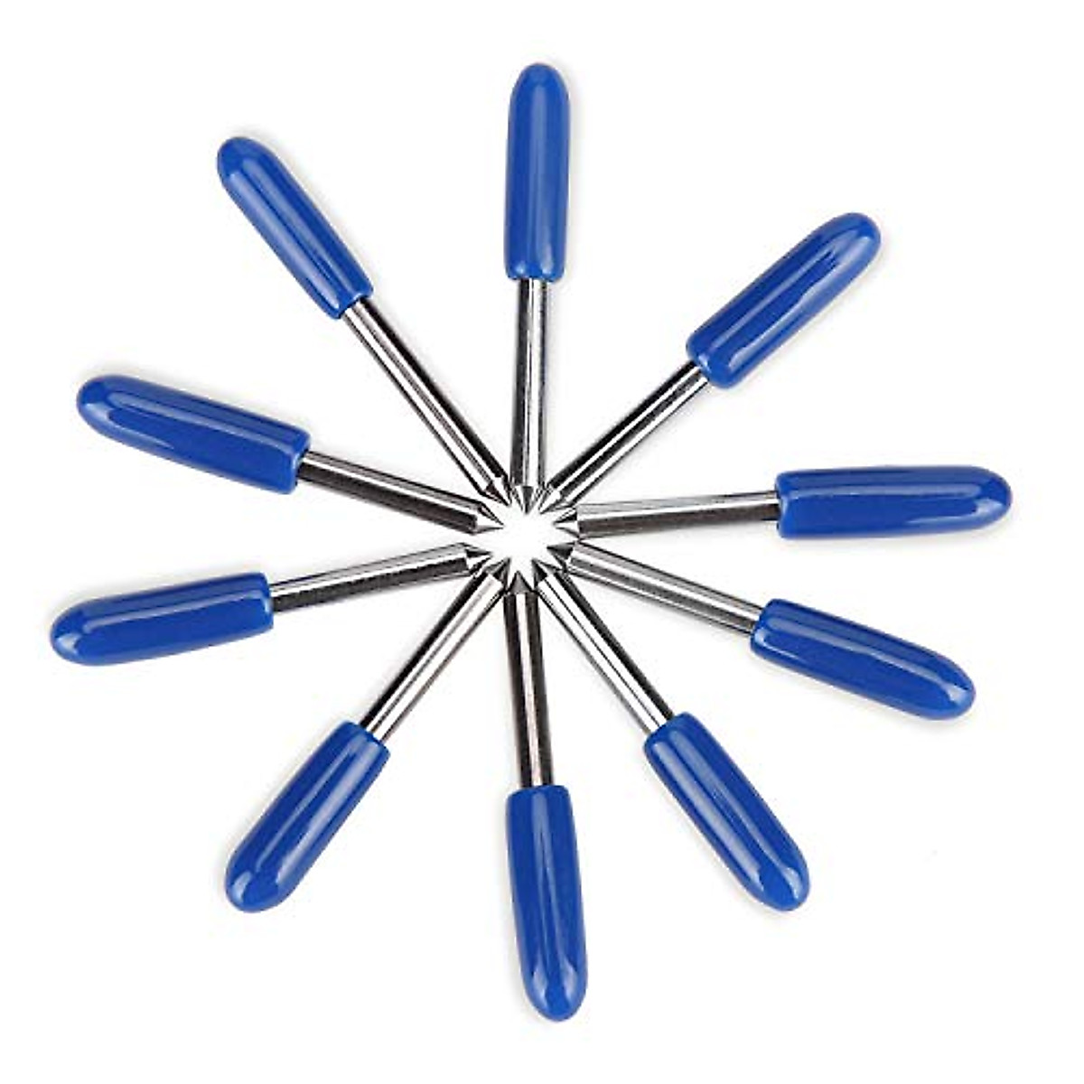 HQMaster 60 Degree Tungsten Steel Lettering Blade Vinyl Cutter Blades for Roland Cutting Plotter, Blue Cap Pack of 10