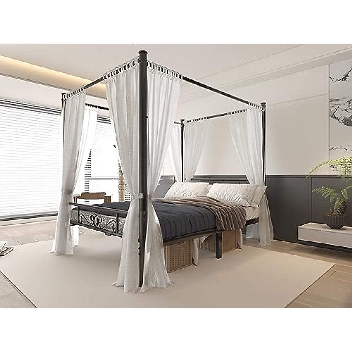 Pliwier Bed Frame with Headboard and Footboard, 13 Heavy Duty Bed Slats, 18 Sturdy Legs Support, No Box Spring Needed, Noise Free, Easy Assembly