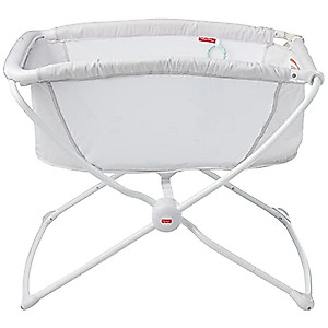 Fisher-Price Rock with Me Bassinet Color Scoops, Travel Baby Crib with Rocking Motion