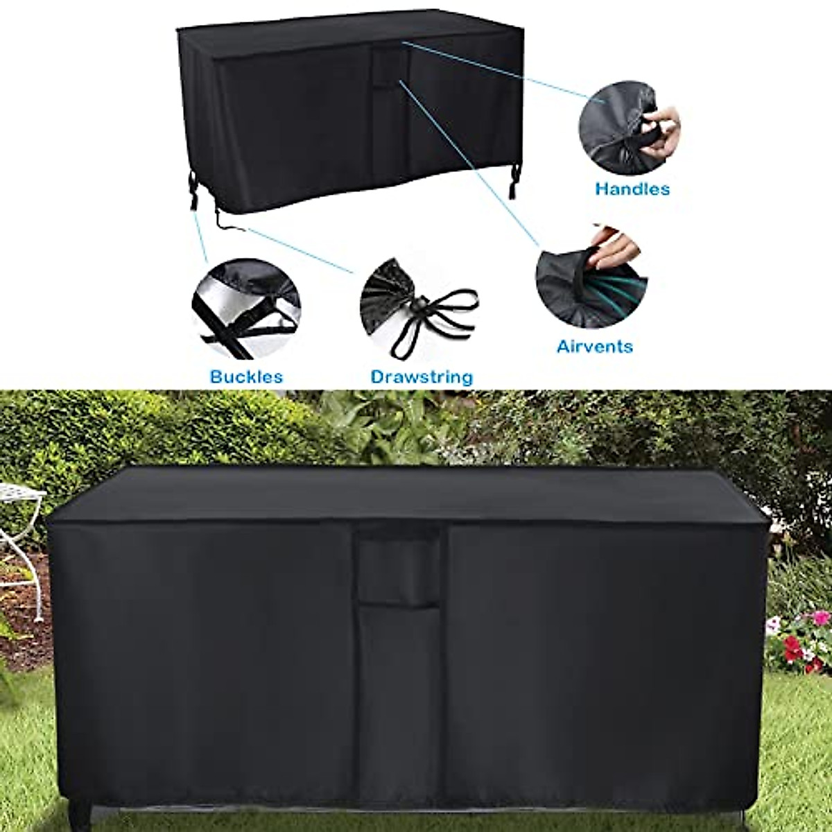 Aidetech Deck Box Cover Fit for Keter Westwood 150 Gallon Resin Large Deck Box, Patio Furniture Cushion Storage Box Cover Waterproof Dustproof for Outdoor Storage Box, 63 x 30 x 25 inch