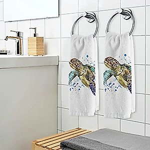 ALAZA Watercolor Sea Turtle Hand Towels Bathroom Towel Highly Absorbent Soft Small Bath Towel Decorative Guest Breathable Fingertip Towel for Face Gym Spa 30 X 15 Inch
