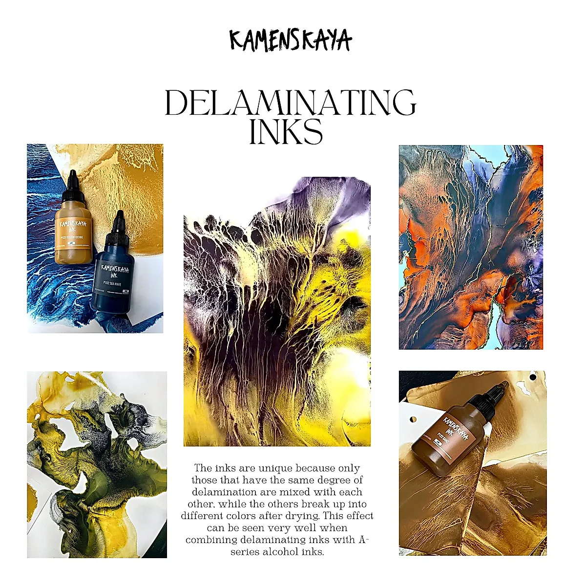 KAMENSKAYA Delaminating Alcohol Ink Set #9 - Self-Splitting Alcohol Inks - 3 pcs 1.35 fl oz (40 ml) Each