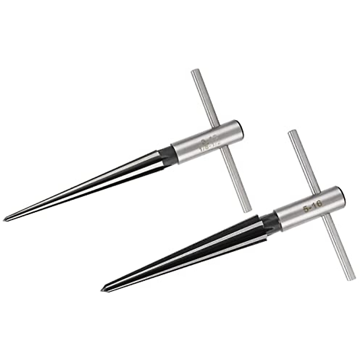Faneta T Handle Taper Reamer Set 3-13mm(1/8''-1/2'') & 5-16mm(½"-5/8") Bridge Pin Hole Hand Held Tapered Reamers 6 Fluted Chamfer Reaming Guitar Woodworker Luthier Tool (Set of 2)