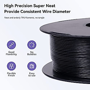 NAGA TPU Filament 1.75mm, Super Neat Flexible 3D Printer Filament, 1kg Roll Spool, Dimensional Accuracy +/- 0.03mm, 95A (1kg Balck TPU)