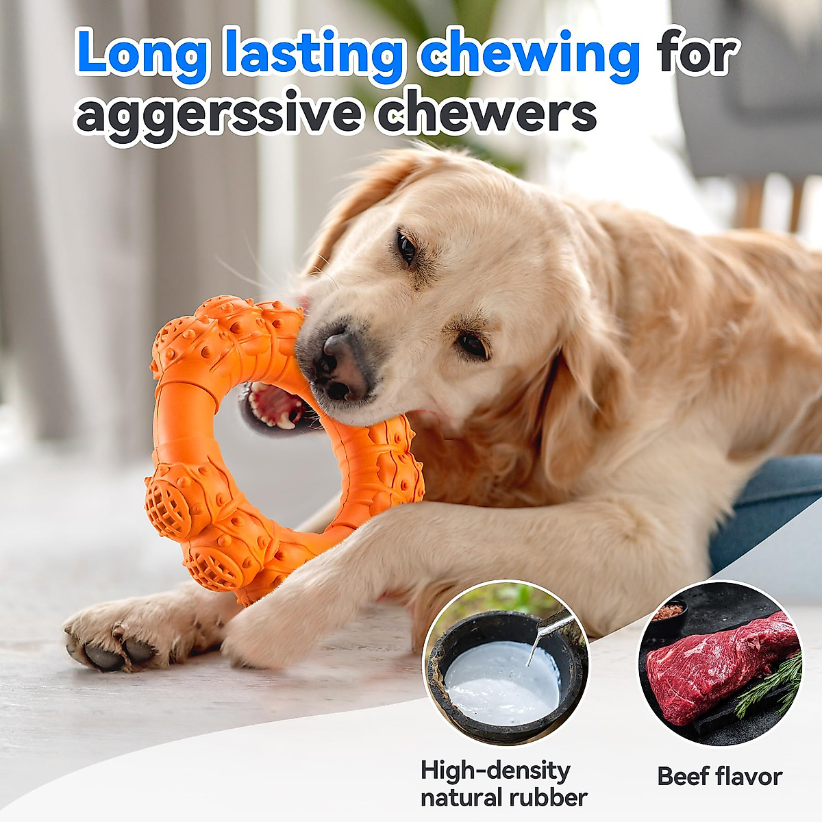 Indestructible Dog Chew Ring Toys for Aggressive Chewers, Super Chewer Dog Toys for Medium Large Dogs, Puppy Teething Rings for Relax,Interactive Dog Ring Toys for Boredom,Heavy Duty Dog Teething Toys