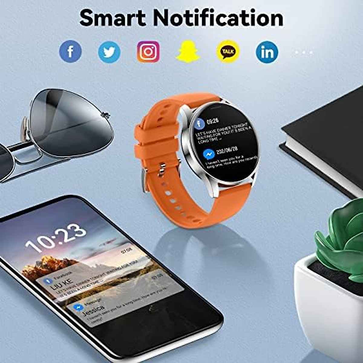 Smart Watch for Men Women Waterproof HD Fitness Tracker Watch with Heart Rate Monitor Sleep Tracker Pedometer Smartwatch Compatible with iPhone Samsung
