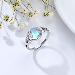 MONGAS Moonstone Rings 925 Sterling Silver Filigree Moonstone Jewelry Gifts for Women