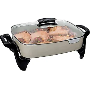 16" Grey Ceramic Electric Skillet - Roast fry grill stew bake make casseroles and more